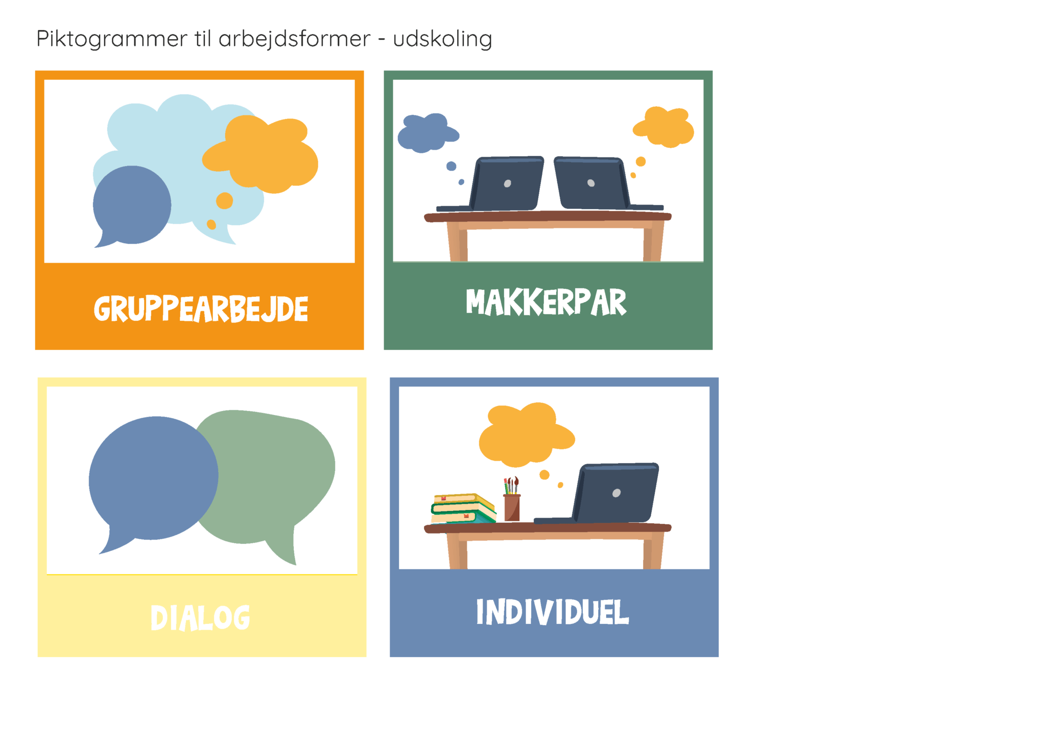 Piktogrammer - Arbejdsformer 4, Mellemtrin og Udskoling | Positiverne