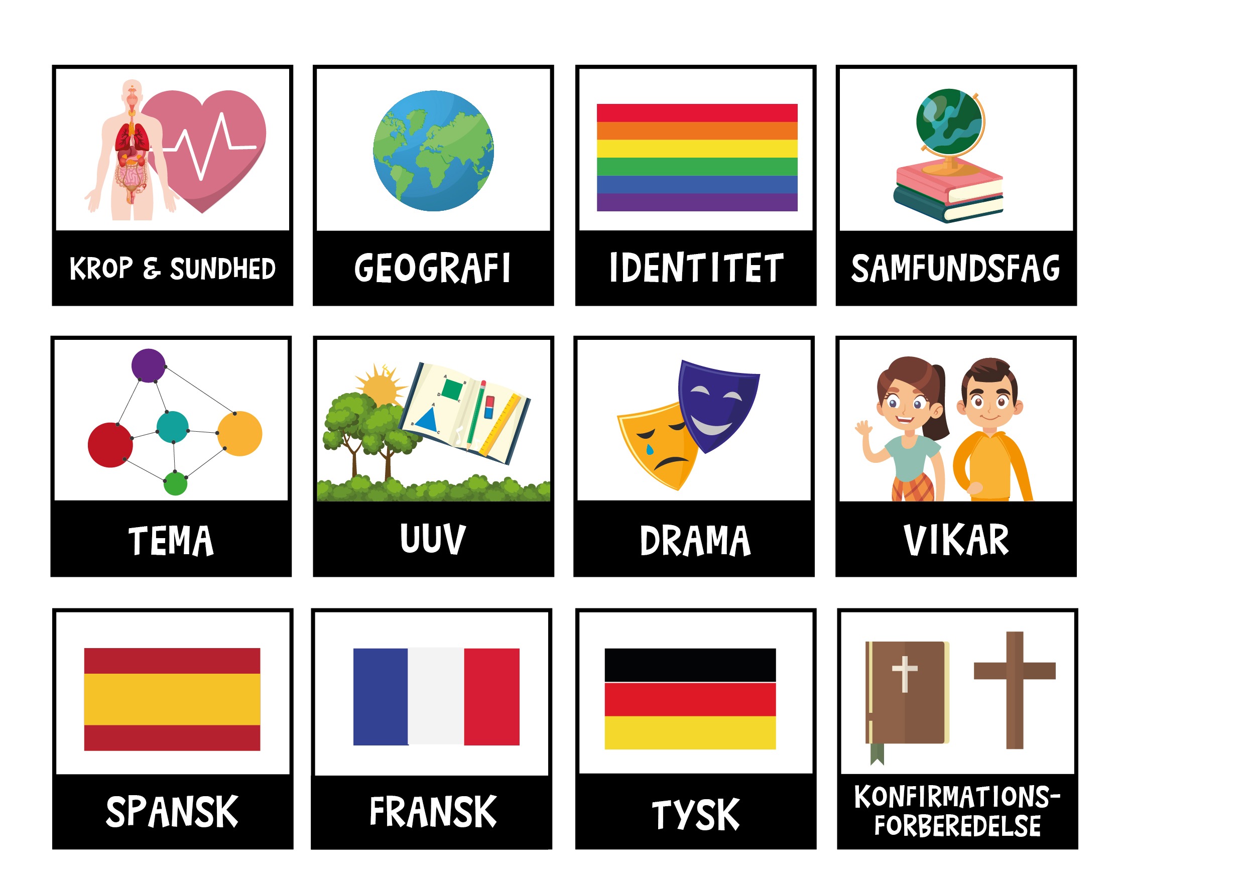 Piktogrammagneter 71 stk. - udskolingspakke | Positiverne.dk
