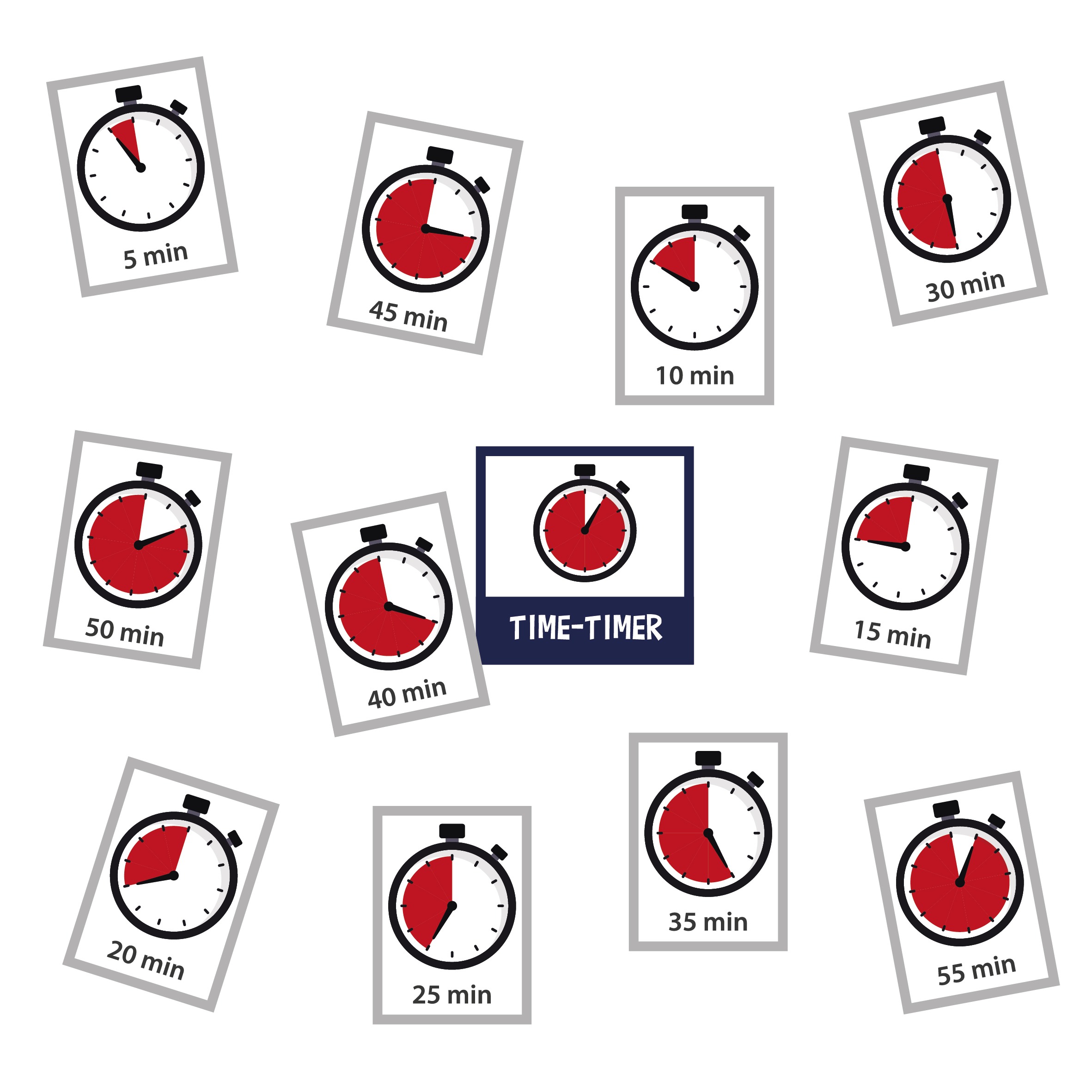 Piktogrammagneter 12 stk. - Time-timer og tidsangivelser | Positiverne